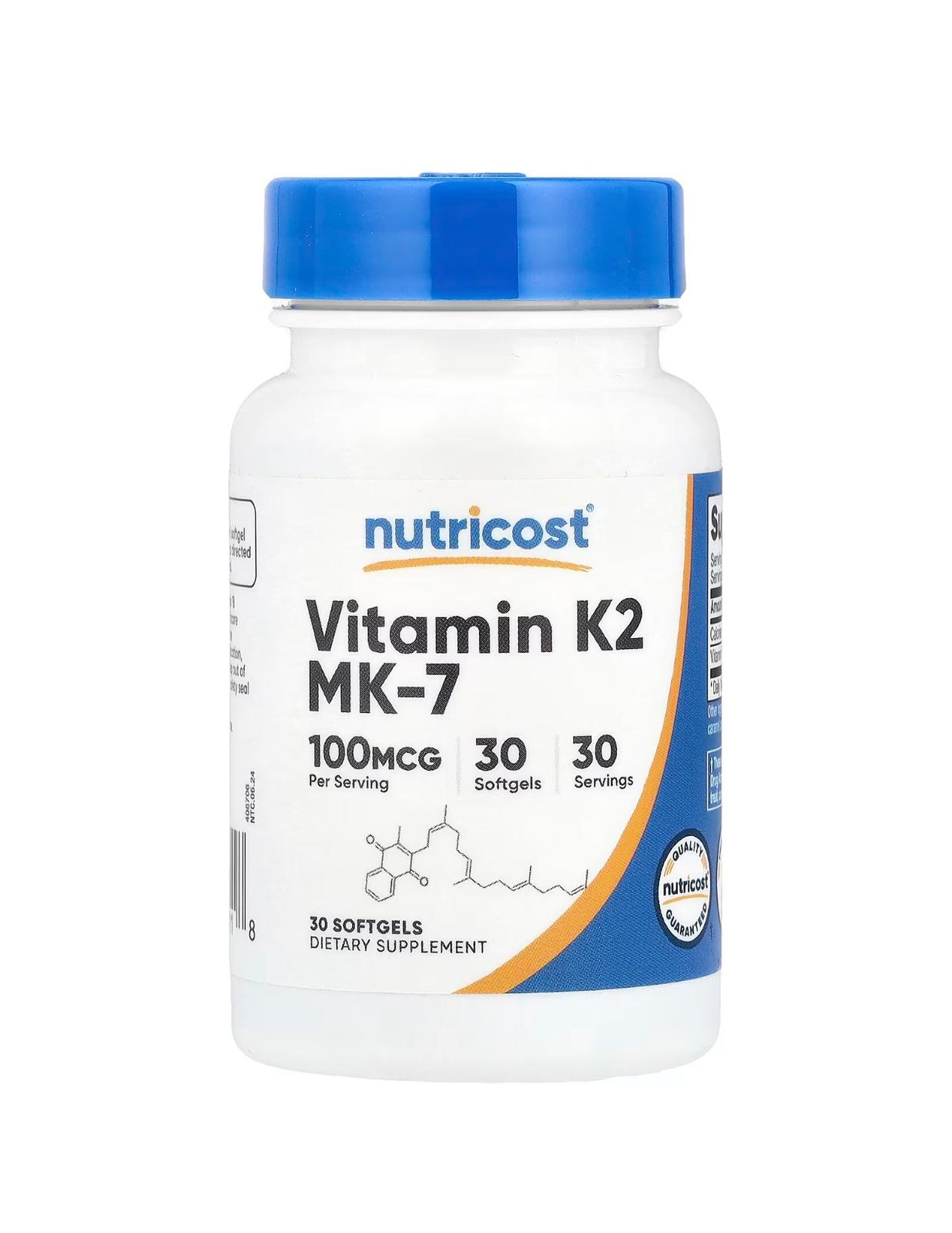 Nutricost Vitamin K2 MK-7 100 mcg 30 Softgels – Healthland Co.