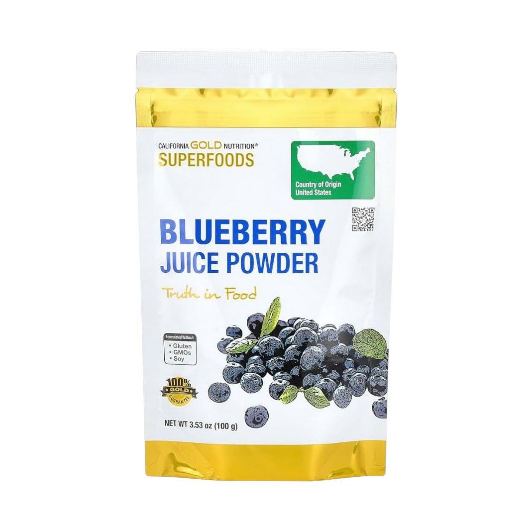 California Gold Nutrition, Superfoods, Blueberry Juice Powder, 100g ...