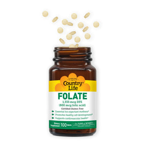 Country Life Folate 800 mcg Folic Acid 100 Tablets – Healthland Co.