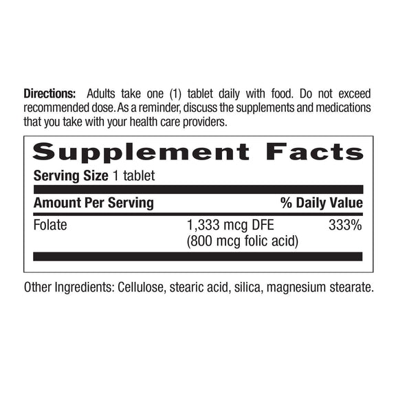 Country Life Folate 800 mcg Folic Acid 100 Tablets – Healthland Co.