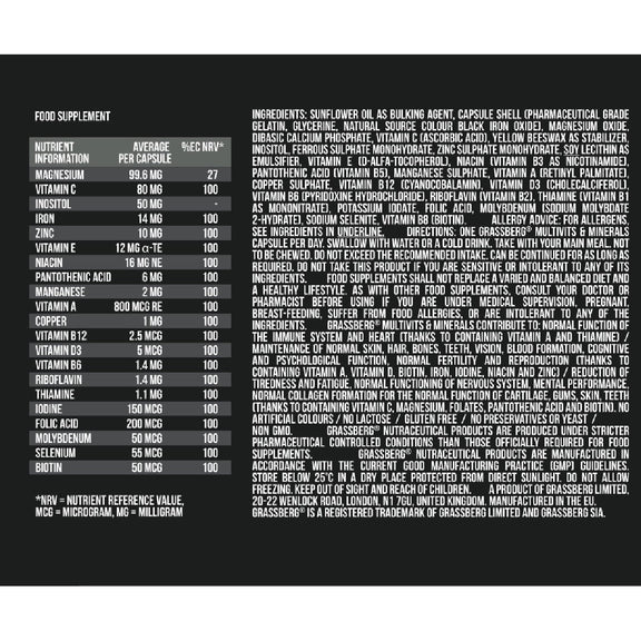 Grassberg Multivits & Minerals Supplements - 60 Capsules – Healthland Co.