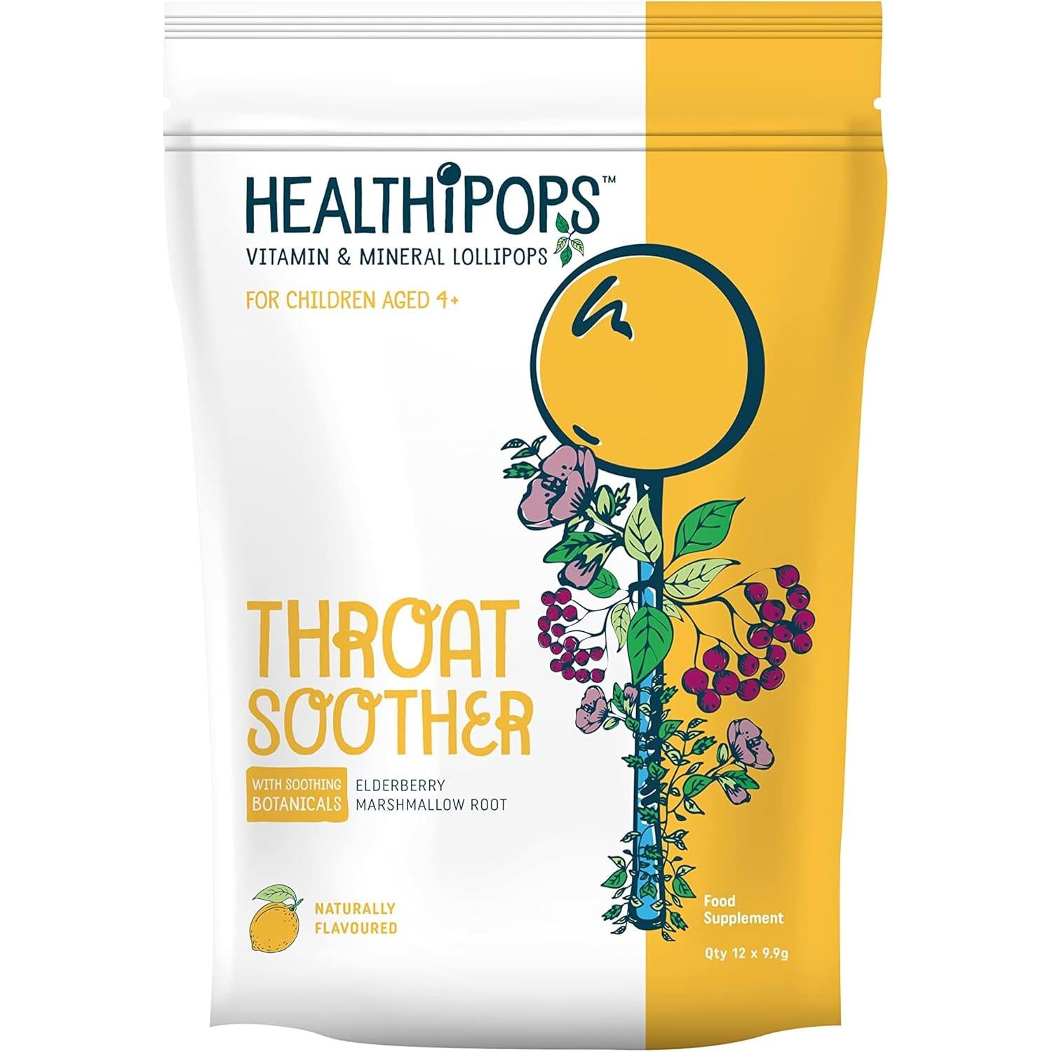 Healthipops Vitamin & Mineral Lollipops Throat Soother Suitable for Ag ...