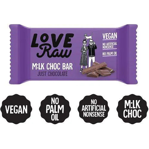LoveRaw Vegan Milk Chocolate Bar Smooth Chocolate Gluten Free No Palm ...