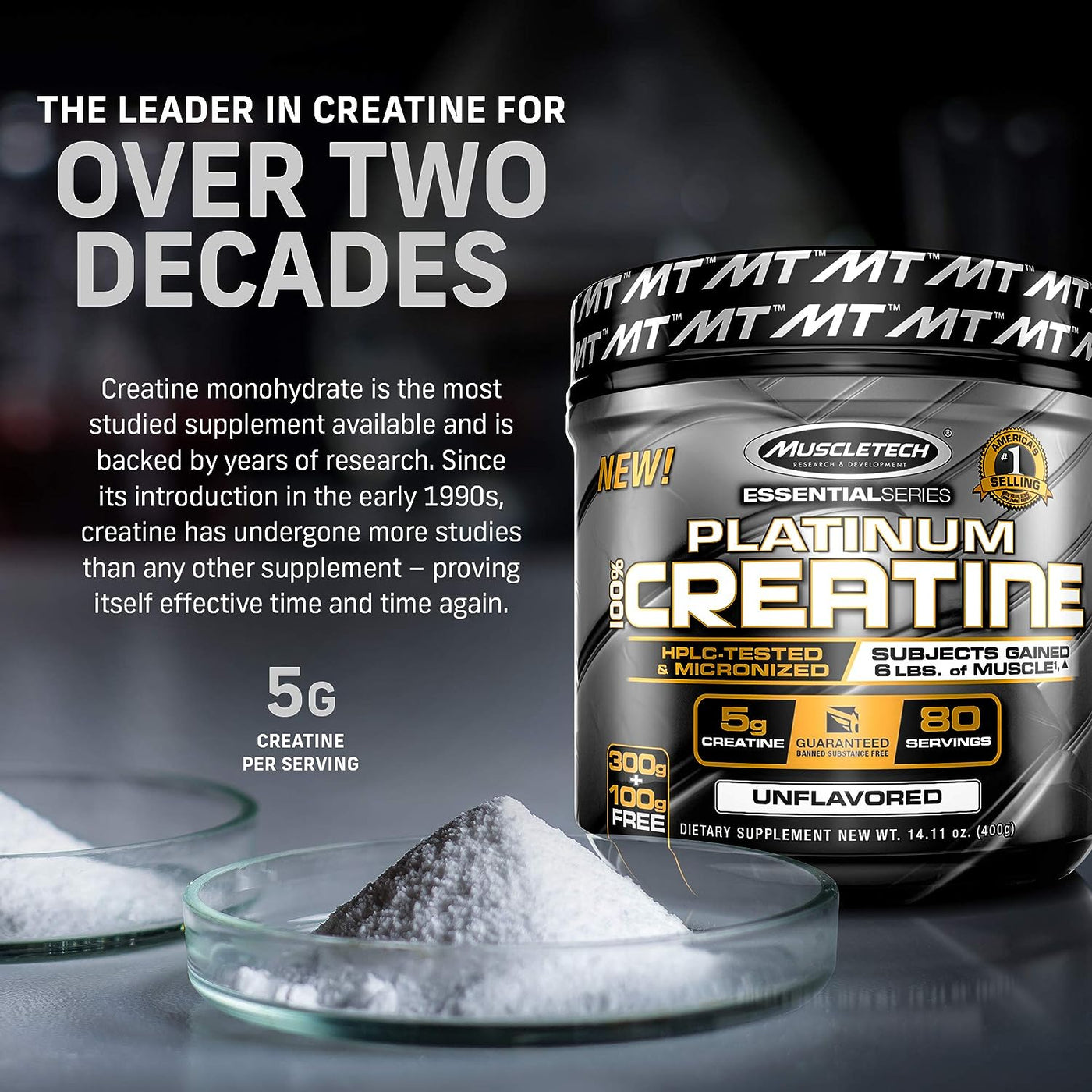 MuscleTech Platinum Creatine Monohydrate Powder | Pure Micronized | Mu ...