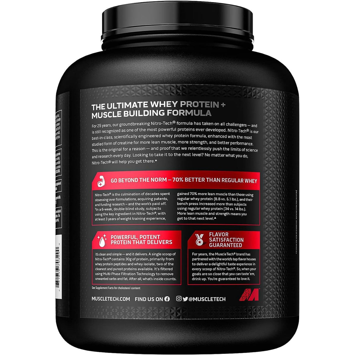 MuscleTech Whey Protein Powder Nitro-Tech | Isolate, Concentrate & Pep ...