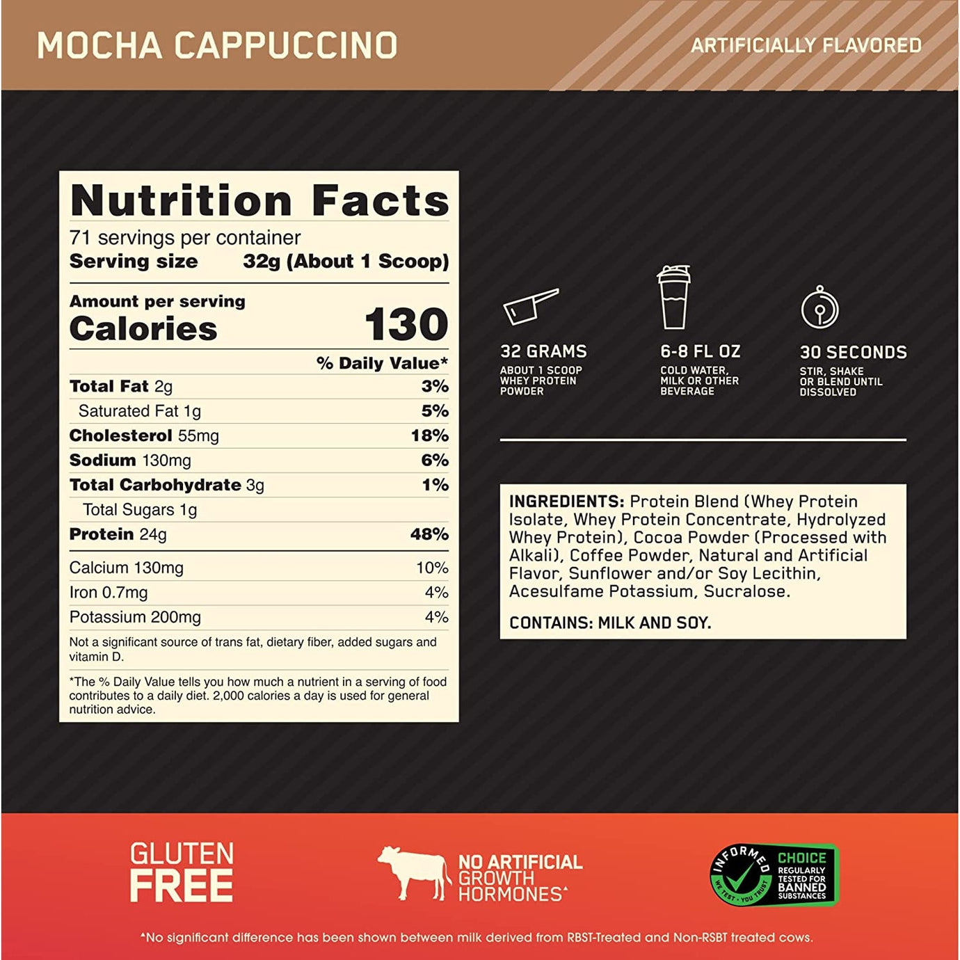 Optimum Nutrition Gold Standard 100% Whey Protein Powder Mocha Cappucc ...