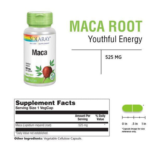 Solaray Maca Root 525mg | 100 Veg Capsules – Healthland Co.