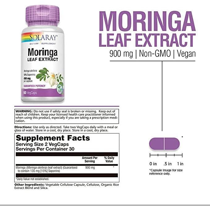 Solaray Moringa Leaf Extract 60 Vegetable Capsules – Healthland Co.