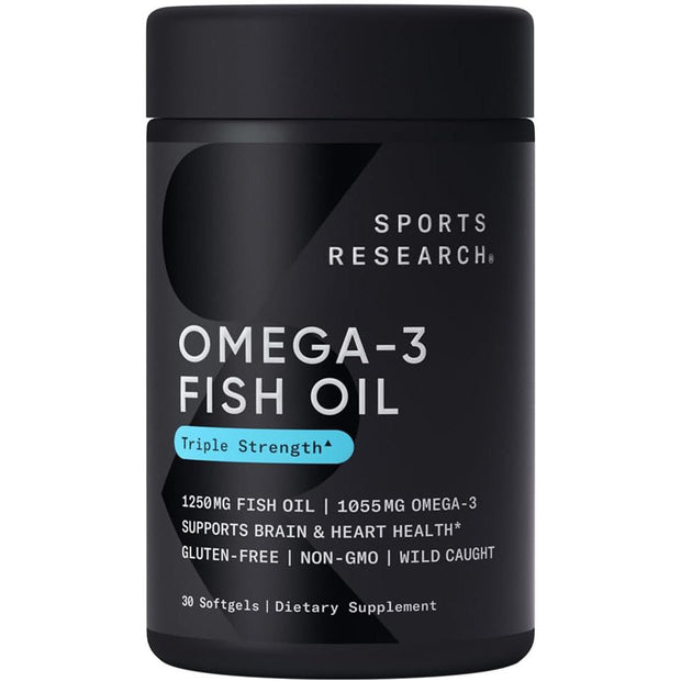 Sports Research Omega-3 Fish Oil Triple Strength 1,250mg 30 Softgels ...