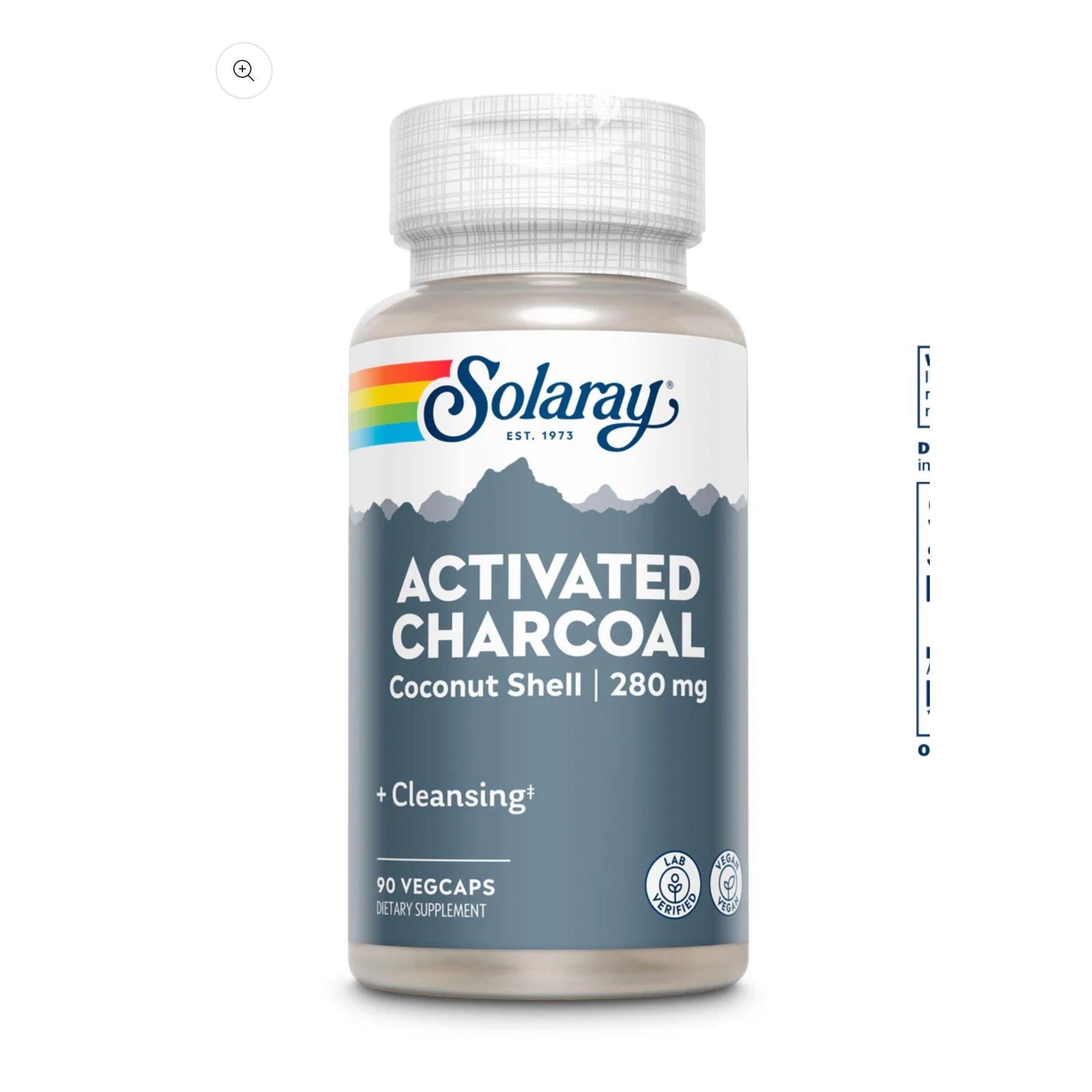 Solaray Activated Charcoal Coconut Source 280mg | 90 Veg Caps ...