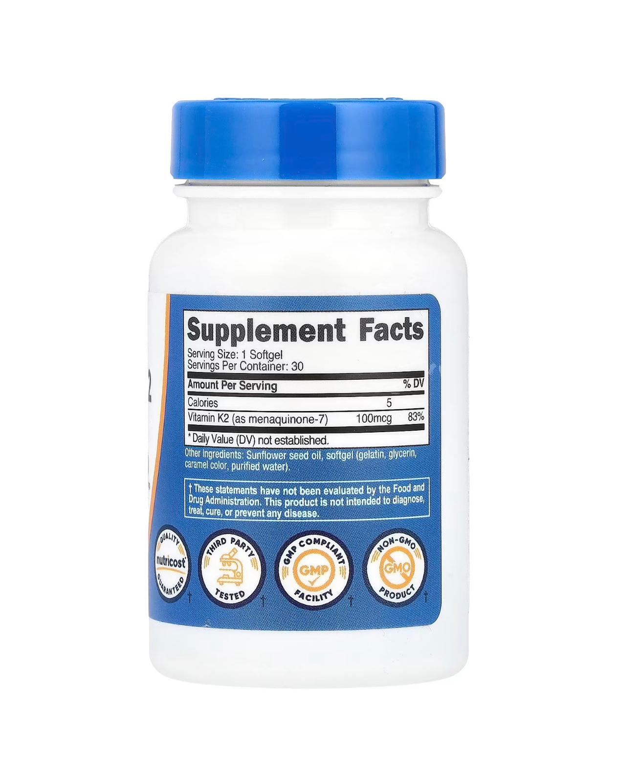 Nutricost Vitamin K2 MK-7 100 mcg 30 Softgels – Healthland Co.